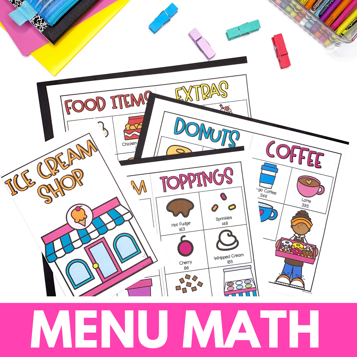 Menu Math Addition & Subtraction Math Centers for 1st and 2nd grade ...