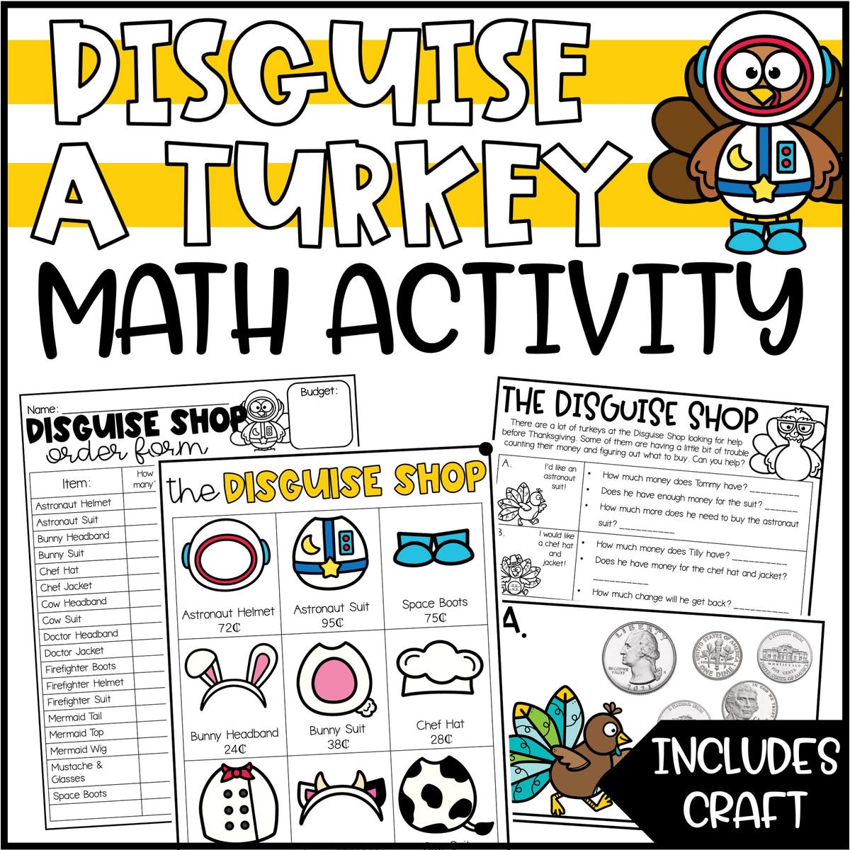 Thanksgiving Math Activity & Craft | Disguise a Turkey – Teaching with ...