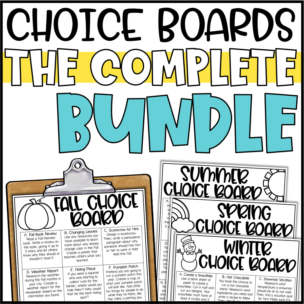 Early Finisher Activities and Choice Boards BUNDLE – Teaching with ...