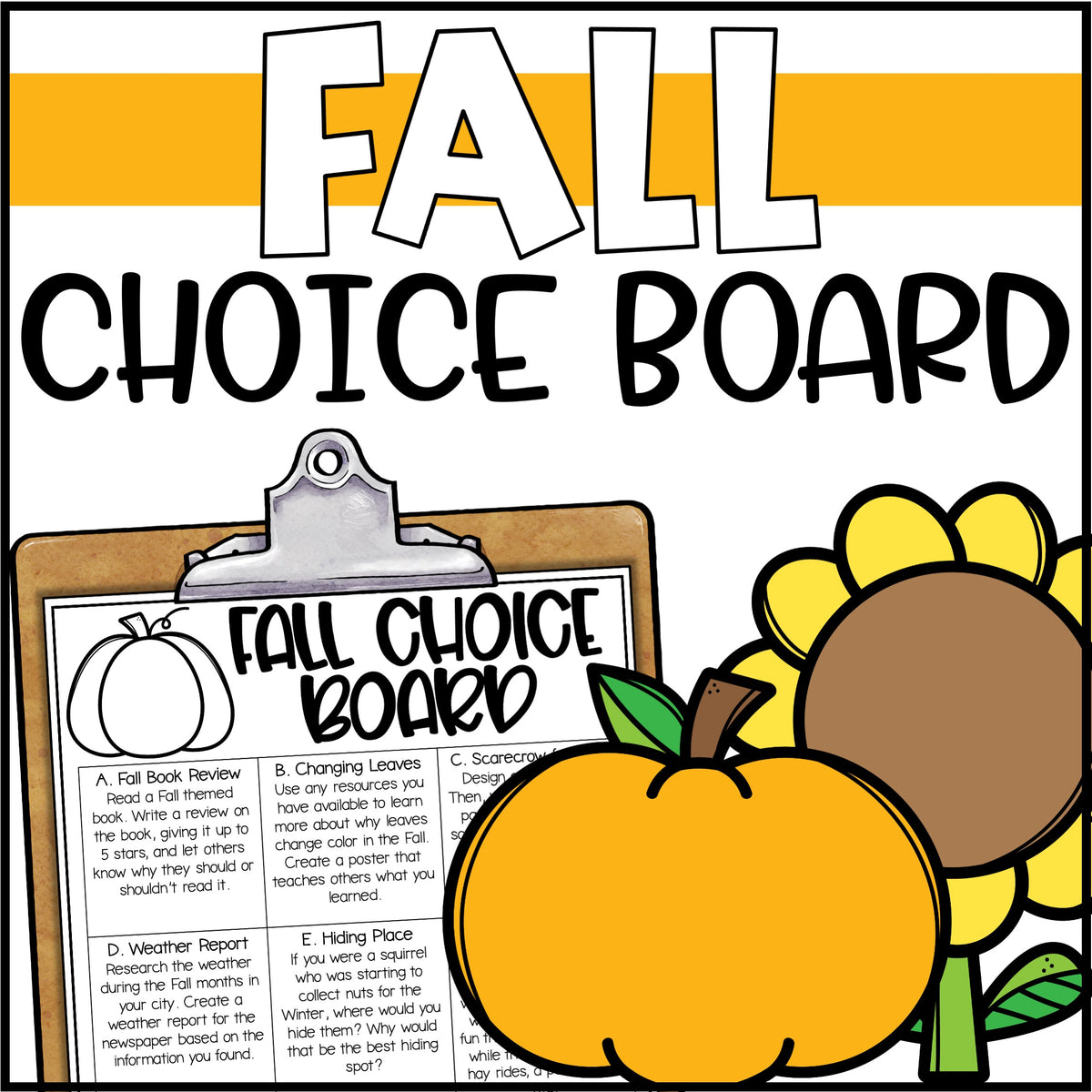 Fall Choice Board - Morning Work or Early Finisher Activities ...