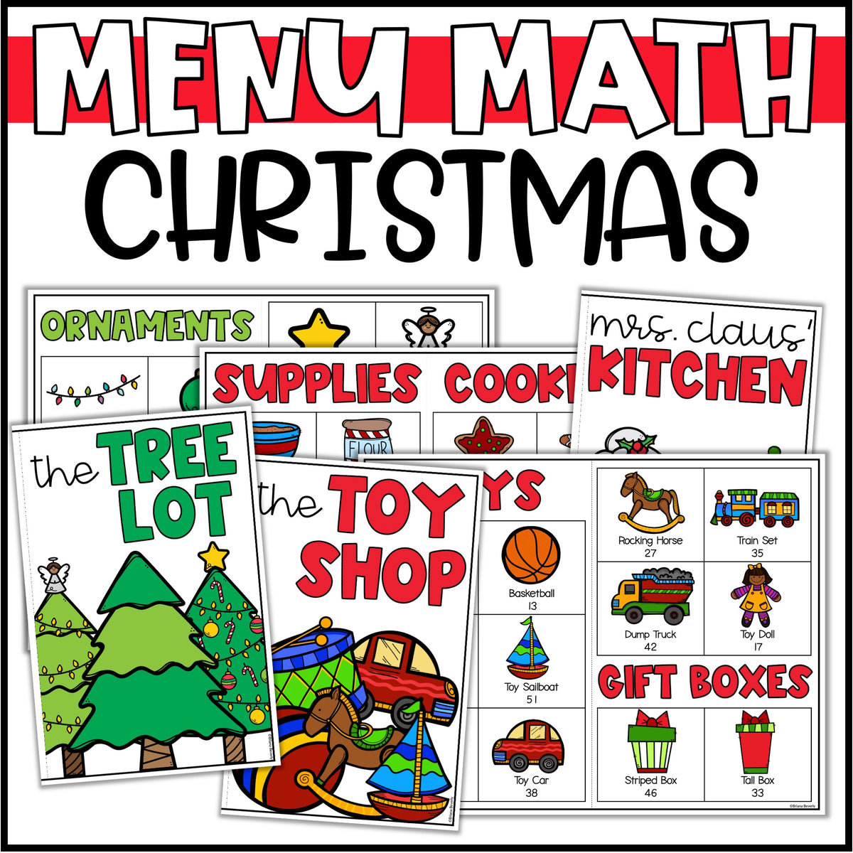 Christmas Math Activities - Addition Math Menus – Teaching with Briana ...
