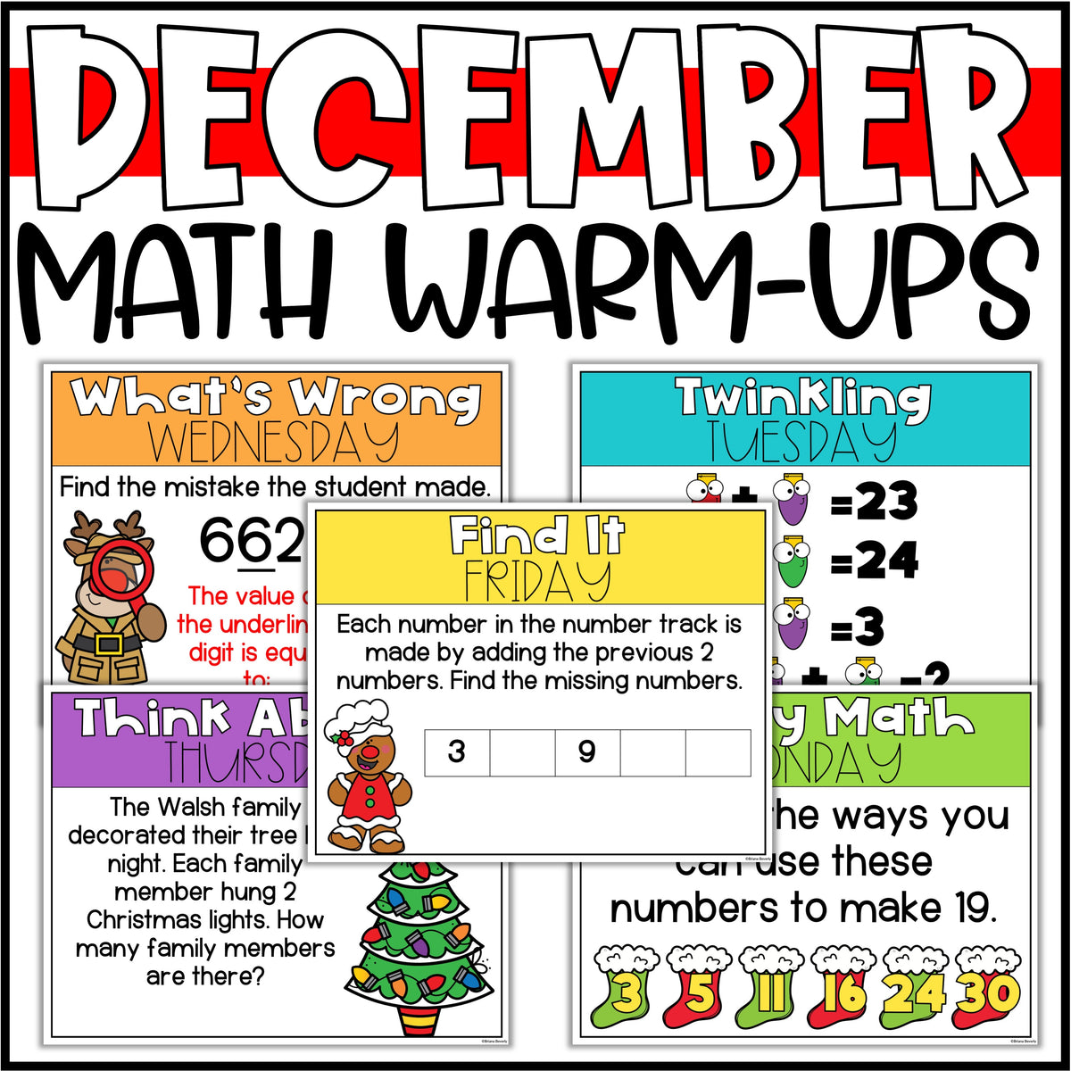 December Math Warm-Ups for 2nd Grade – Teaching with Briana Beverly