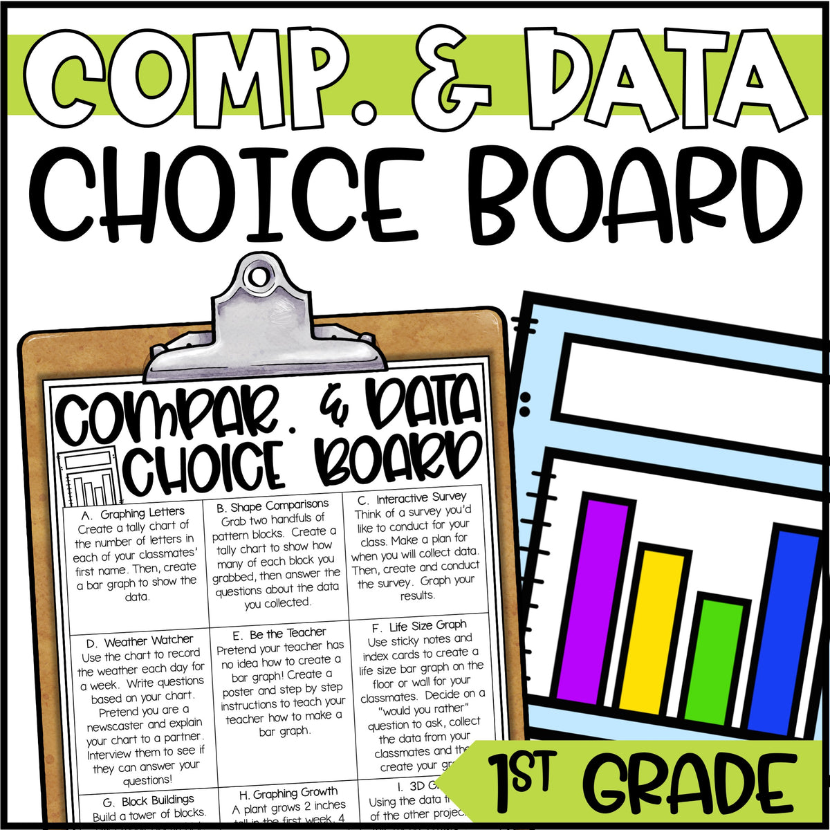 Comparisons and Data Choice Board for 1st Grade – Teaching with Briana ...