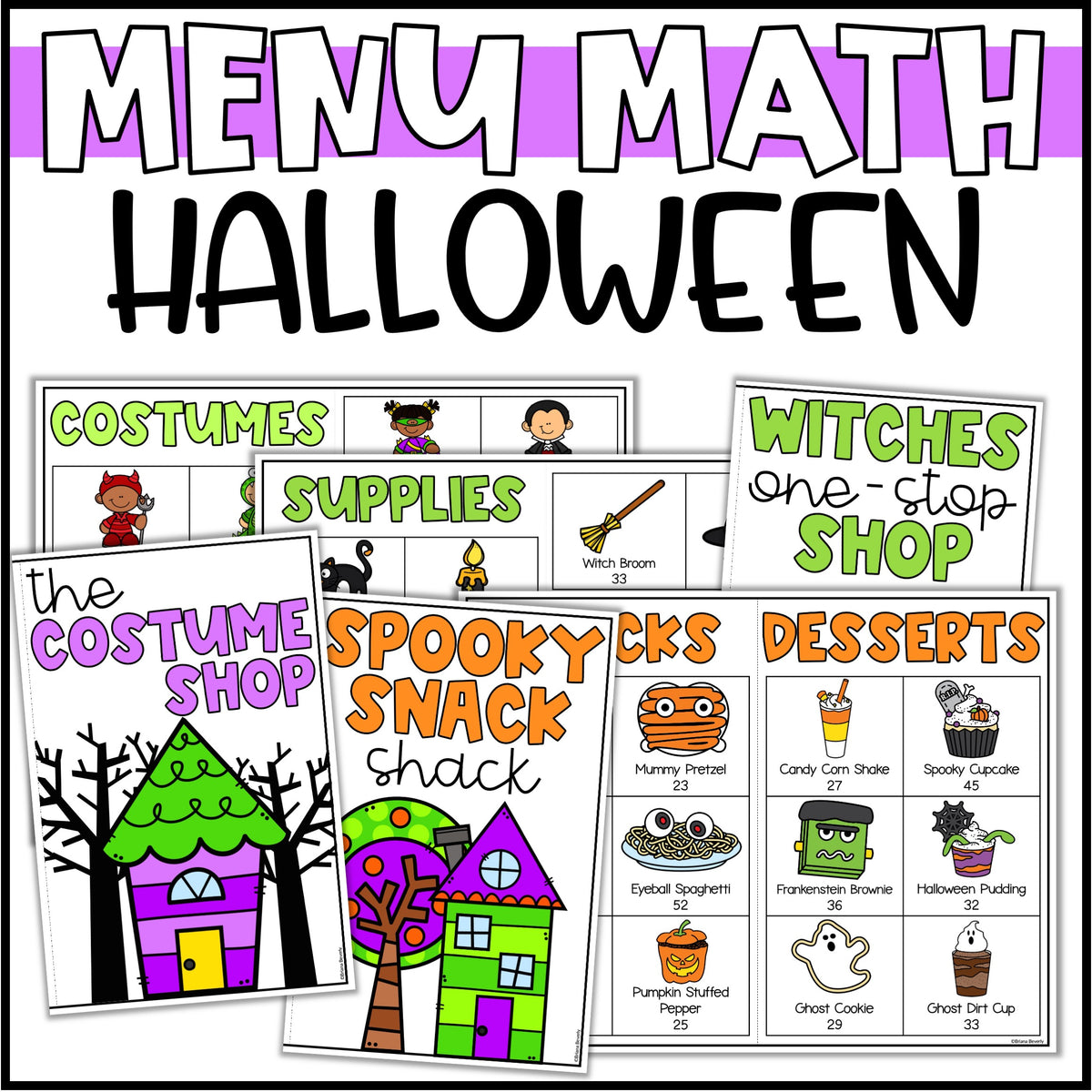 Halloween Math Activities - Addition Math Menus – Teaching with Briana ...