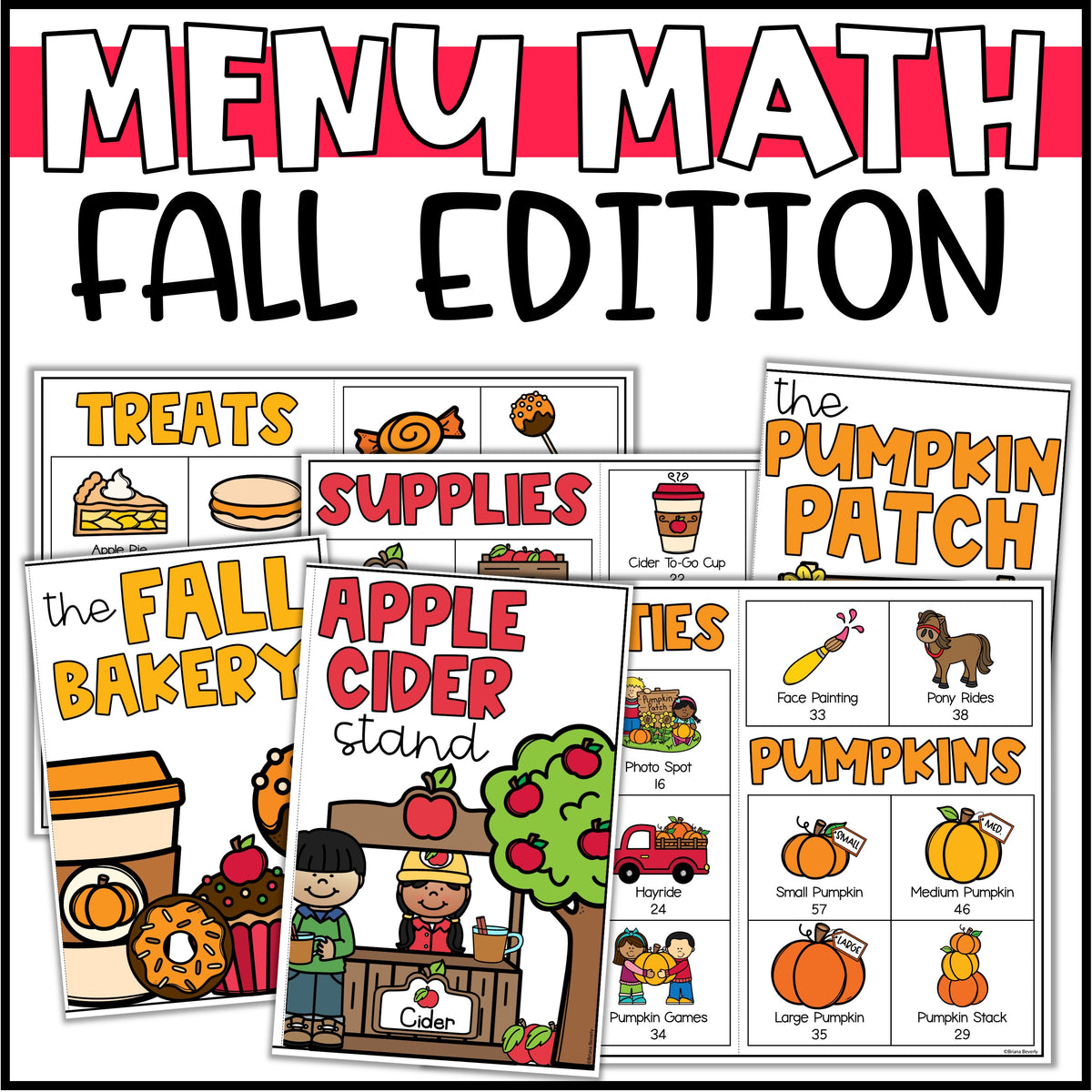 Fall Math Activities - Addition Math Menus – Teaching with Briana Beverly