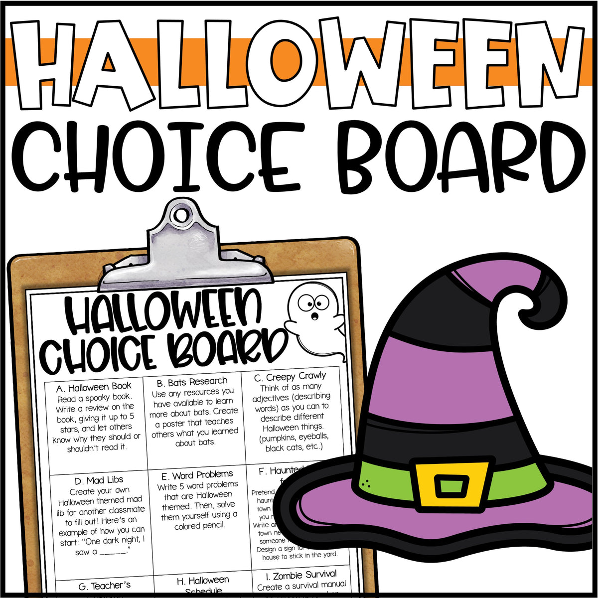 Halloween Choice Board | Halloween Morning Work & Early Finisher Activ ...