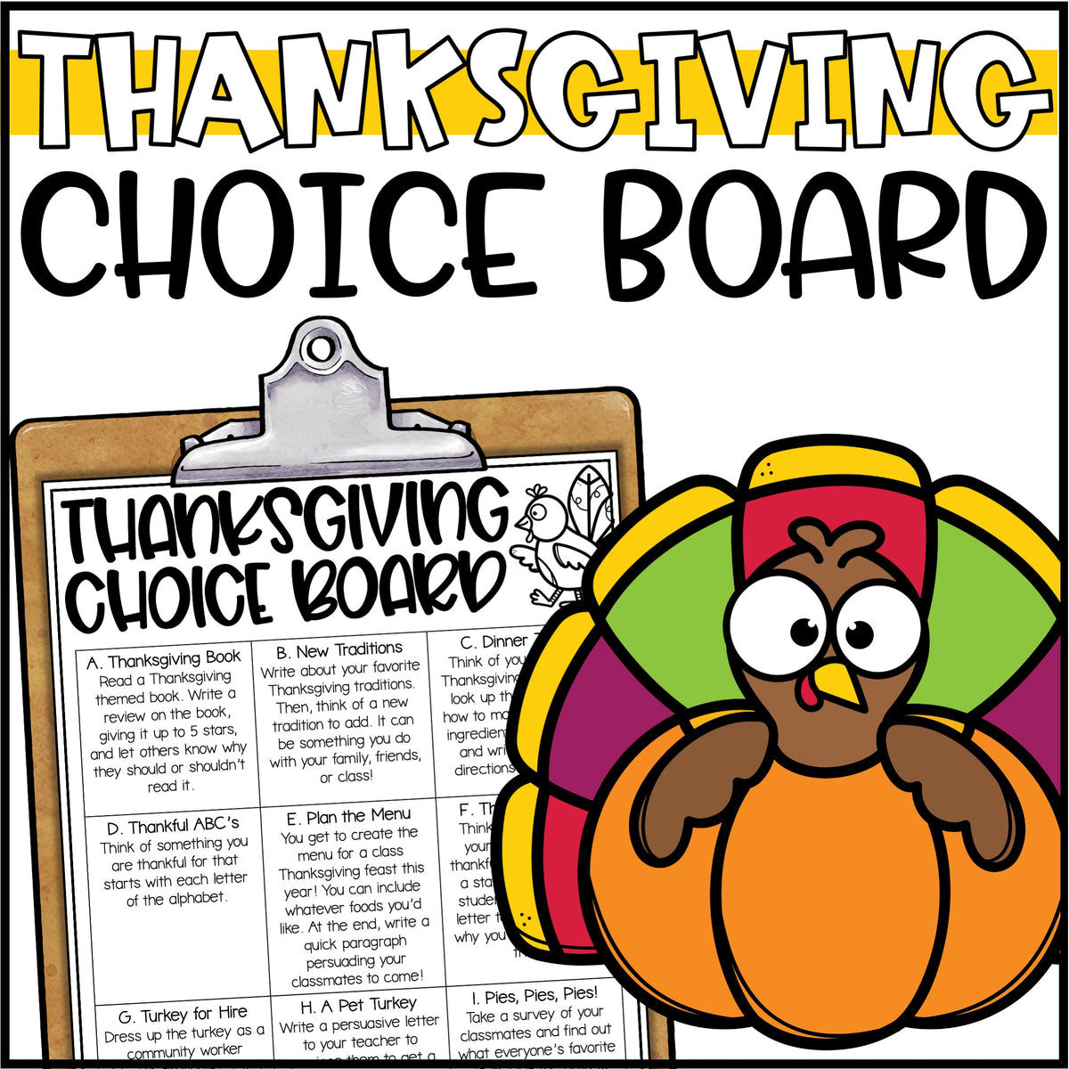 Thanksgiving Choice Board - Morning Work or Early Finisher Activities ...