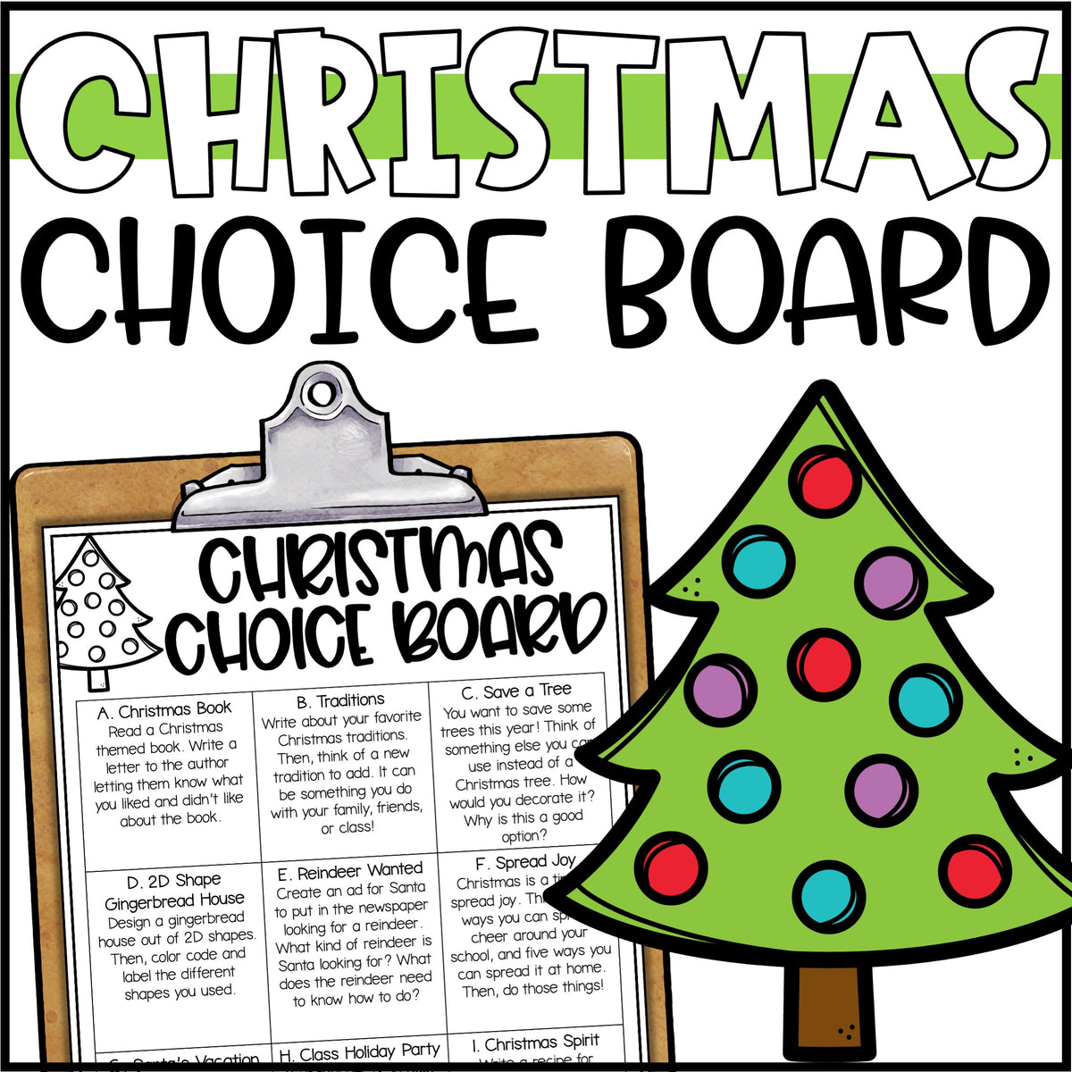 Christmas Choice Board - Morning Work or Early Finisher Activities ...