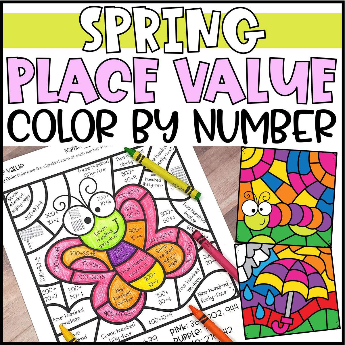 Color by Number Spring Place Value Worksheets – Teaching with Briana ...