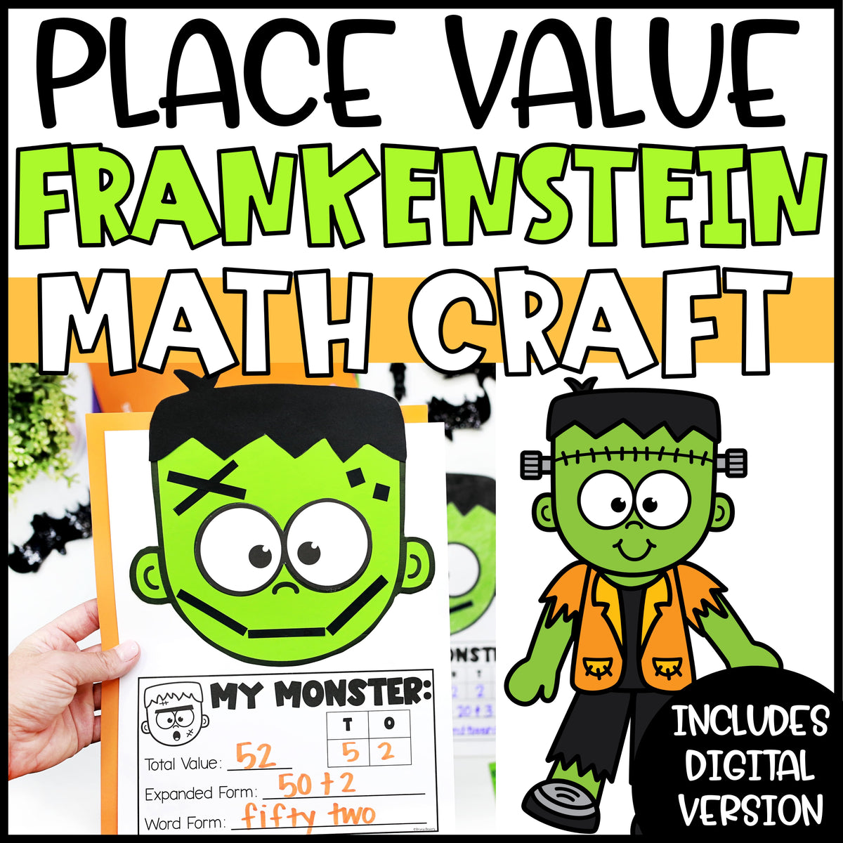 Halloween Place Value Activity | Frankenstein Place Value Math Craft ...