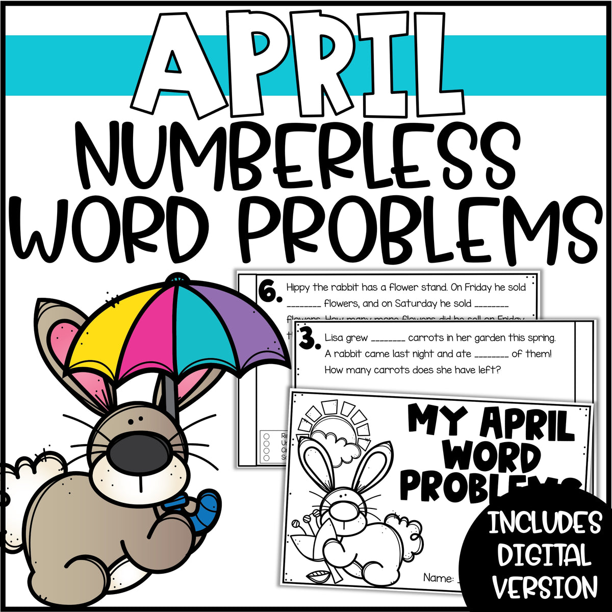 April Addition & Subtraction Differentiated Numberless Word Problems ...