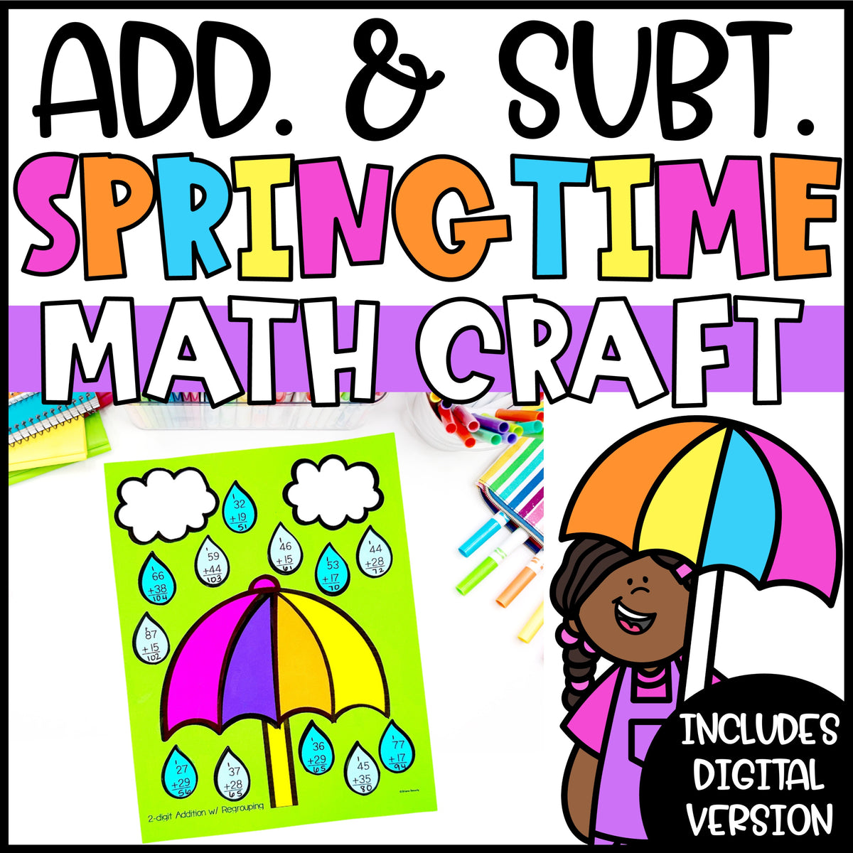 Spring Addition & Subtraction Activity | Springtime Math Craft ...