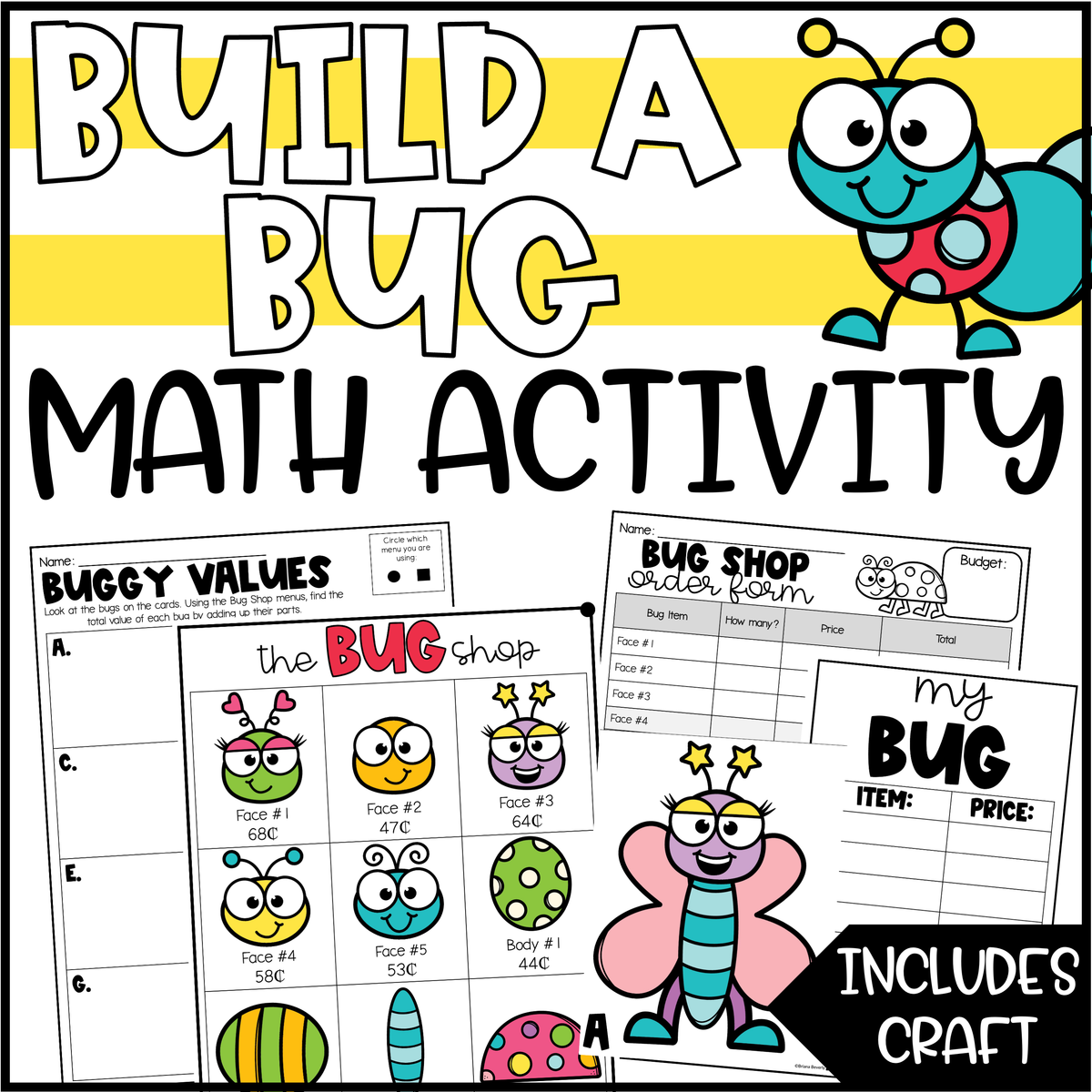 Spring Math Activity | Addition Project- Build a Bug – Teaching with ...