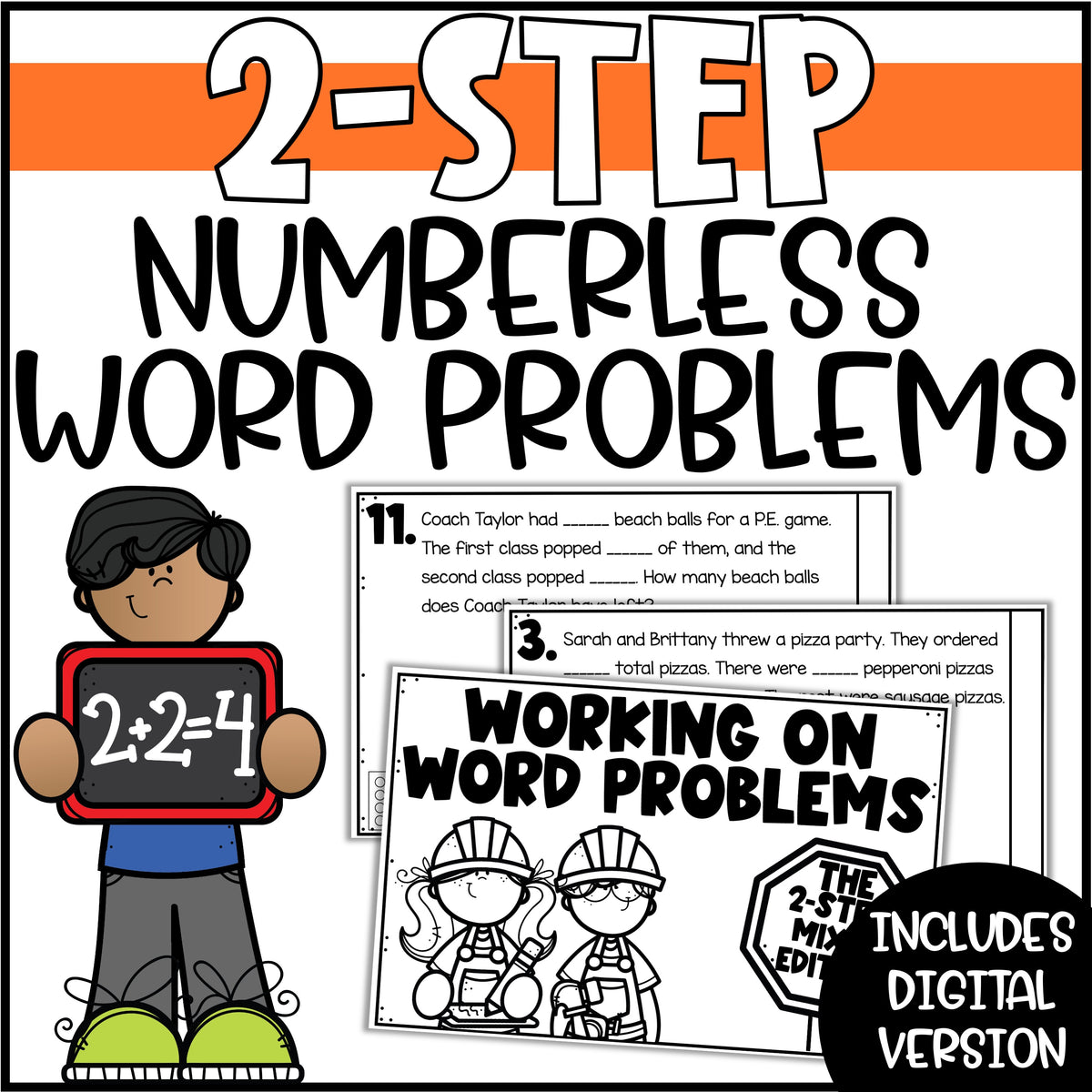 2-Step Addition & Subtraction Differentiated Numberless Word Problems ...