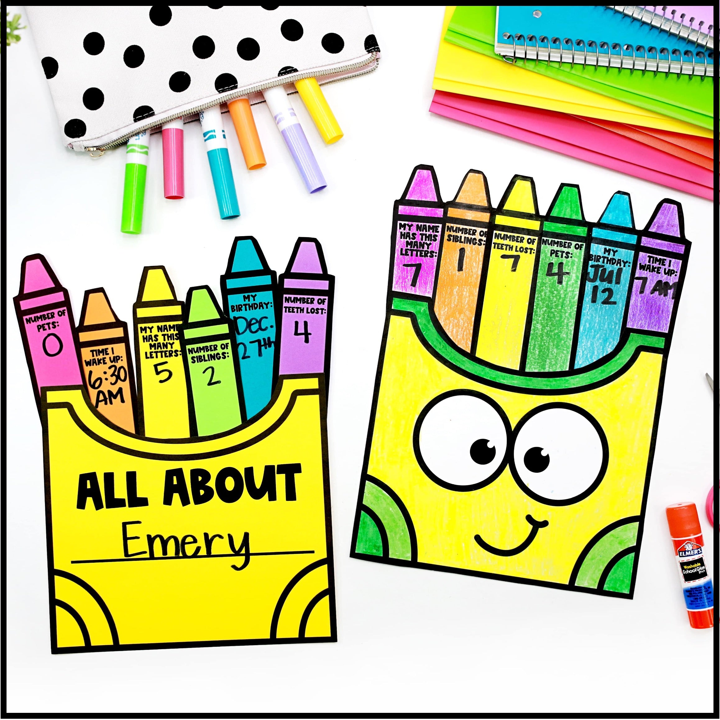 Math All About Me Activity Back To School Craft Teaching With Math All About Me Activity Back To School Craft Teaching With