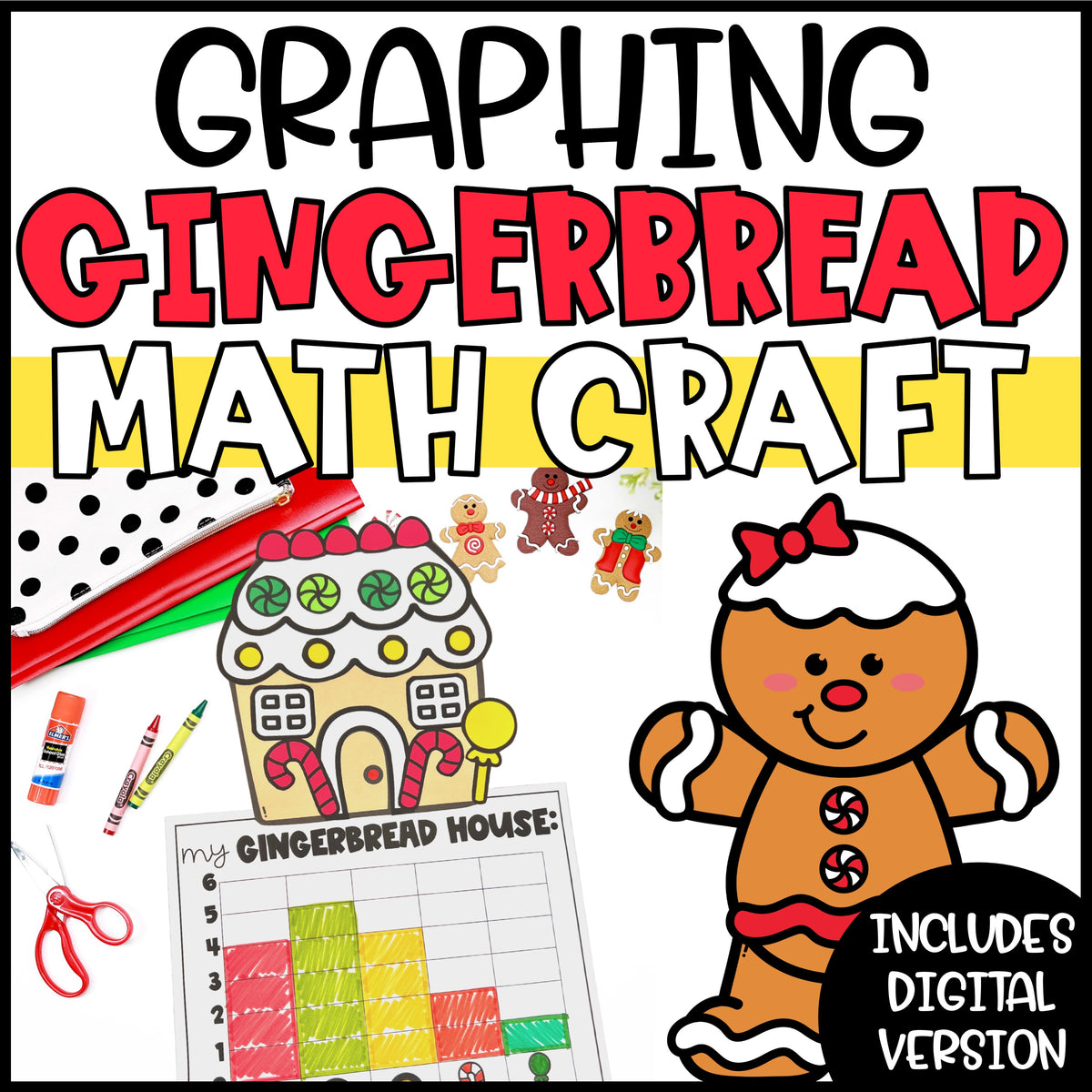 Graphing Craft | Gingerbread House Bar Graph Math Craft – Teaching with ...
